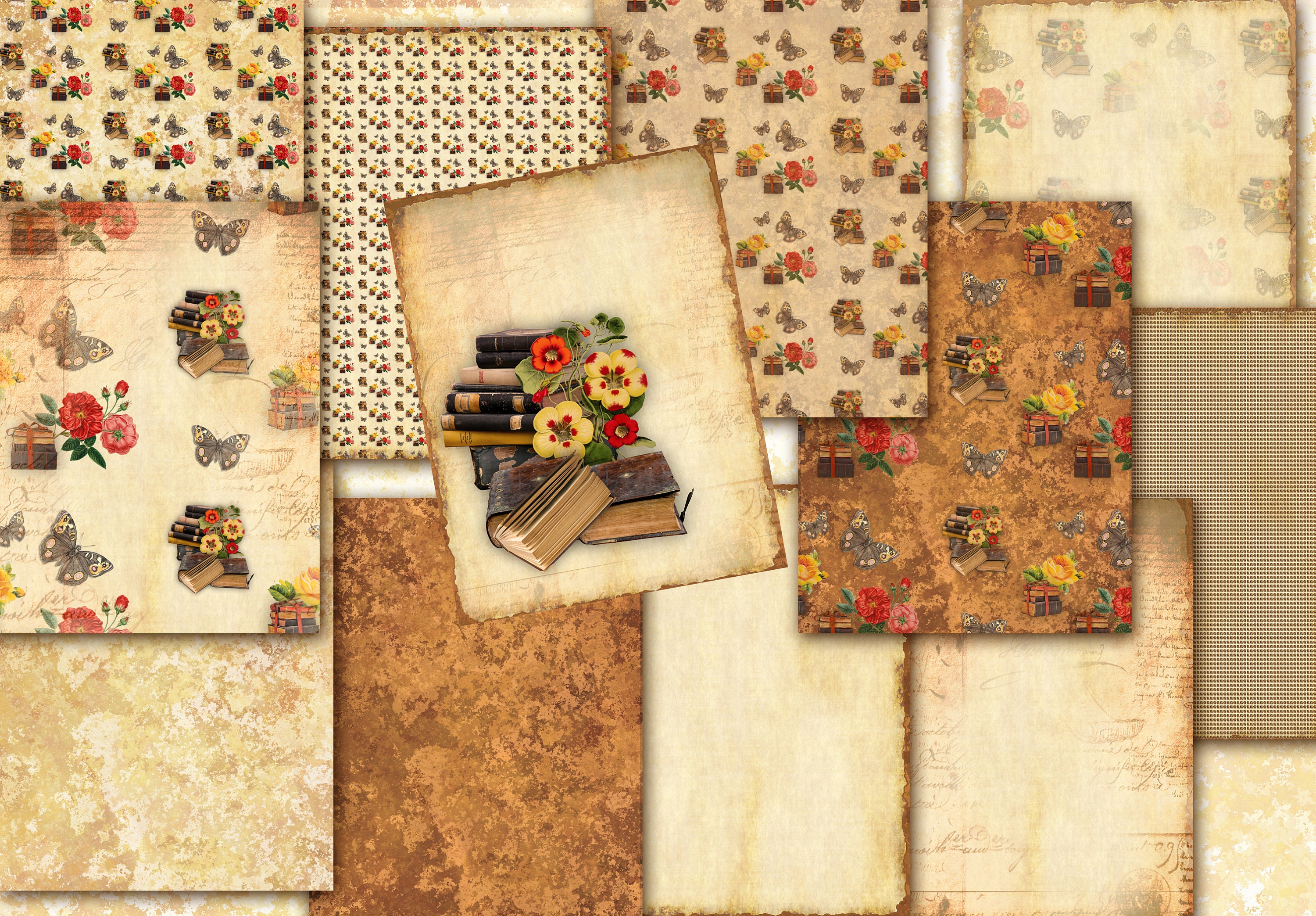 Antique Parchment Digital Paper the Magic of Books Old - Etsy