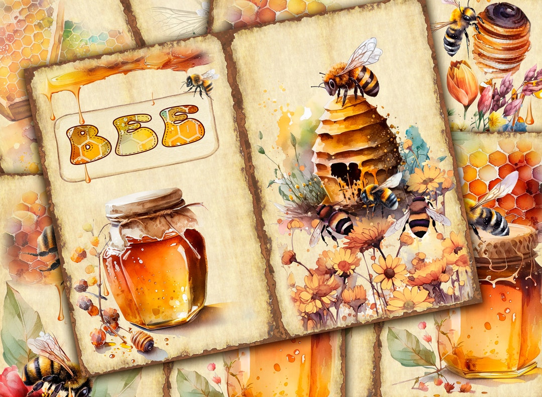 Watercolor Bee Junk Journal Pages Bee Junk Journal Kit Junk - Etsy