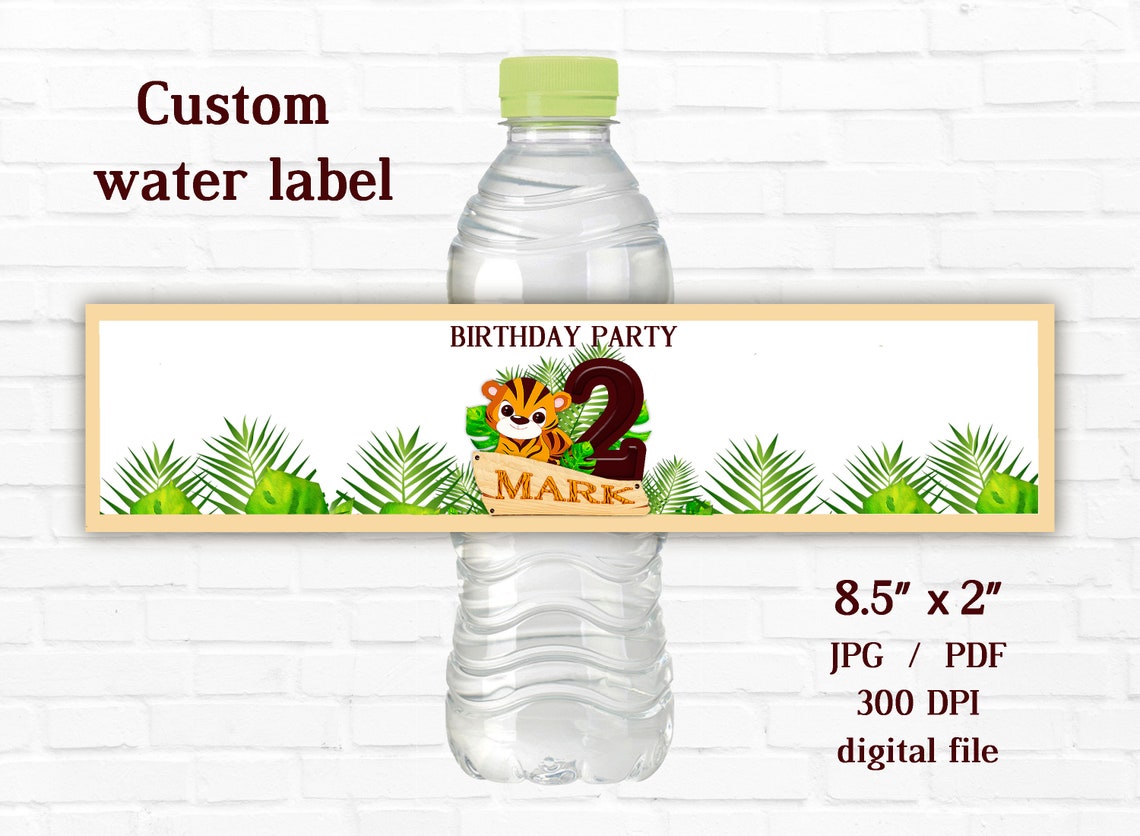 Custom LABELS for Tiger Bottles Printable Tiger Birthday | Etsy
