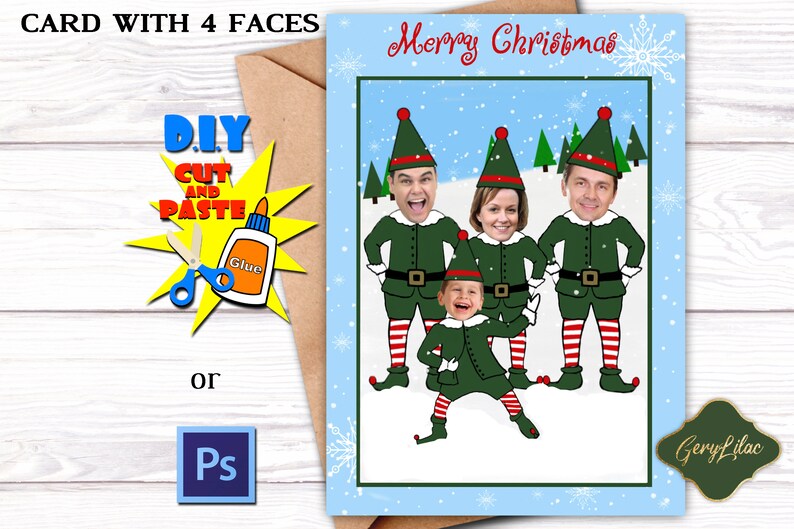 Funny Family Christmas Card, DIY Card, Elf Card Printable, Card ...