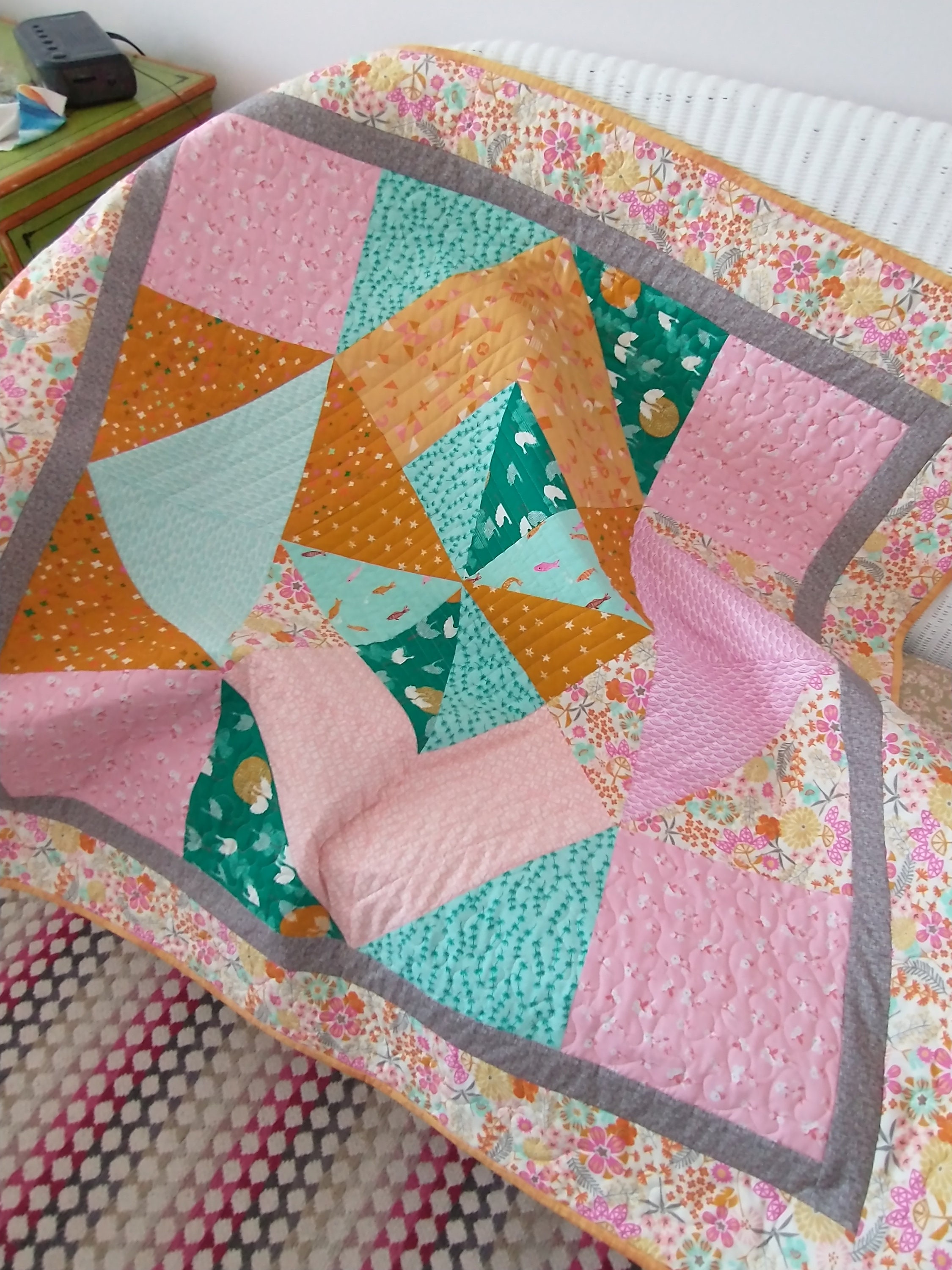 Square Baby Quilt, Modern Design, Crib Quilt, 40 in X 40 In. - Etsy