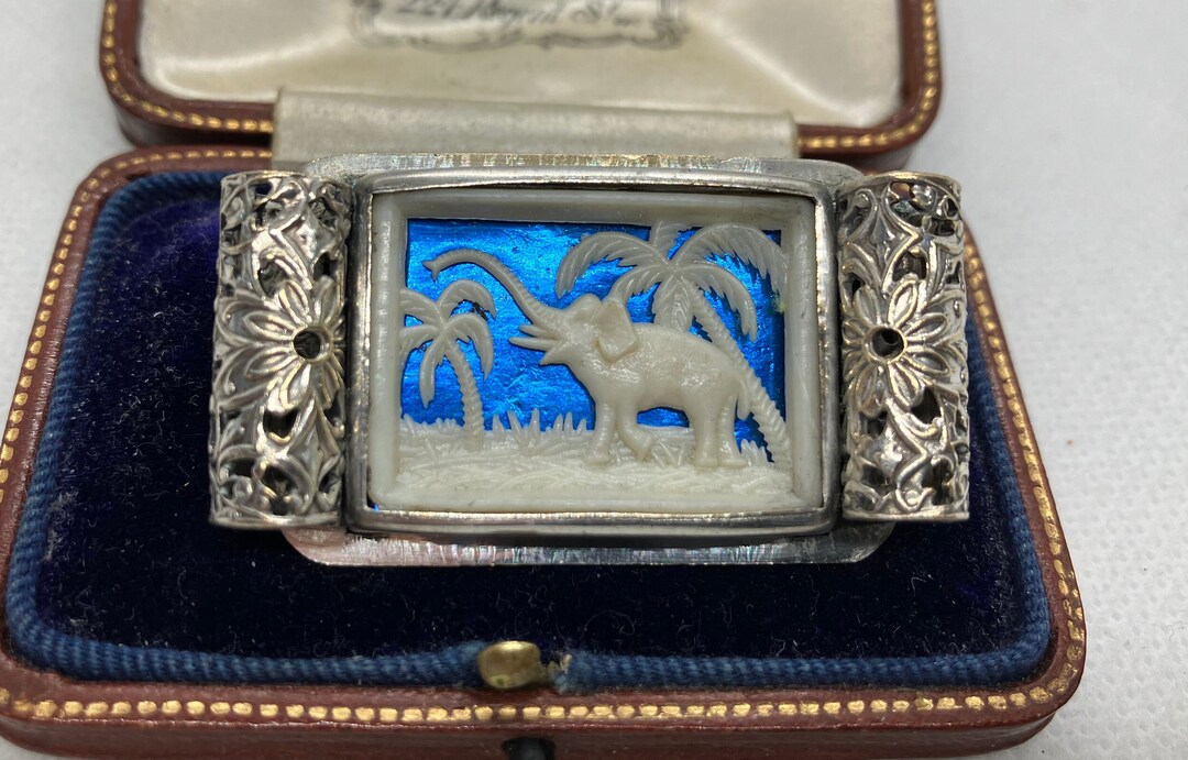 Beautiful 1920s Antique French Depose Celluloid Brooch Elephant in ...