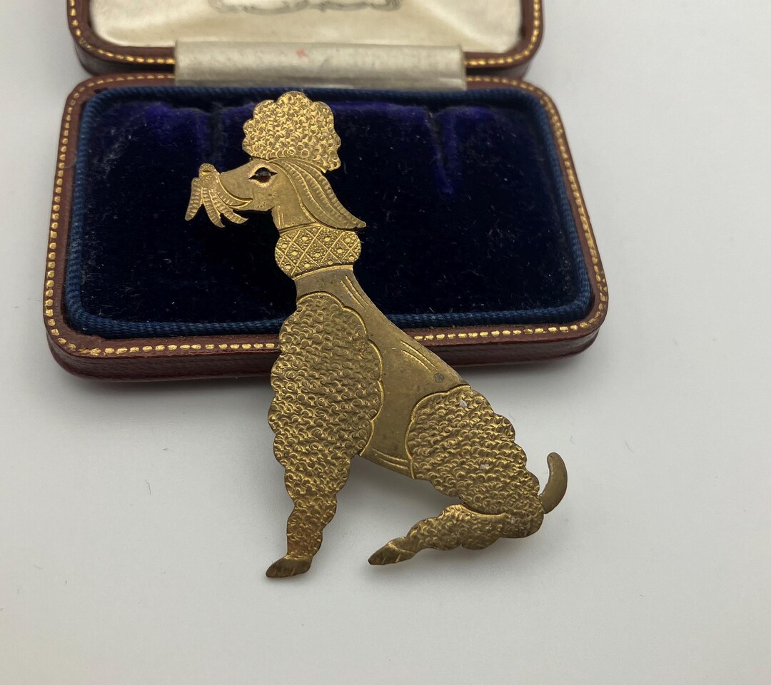 Vintage Art Deco 1930s Metal Poodle Brooch by Asla, Paris - Stamped ...