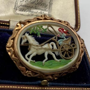 Beautiful 1930s French Depose Celluloid Brooch - Woman With Horse and ...