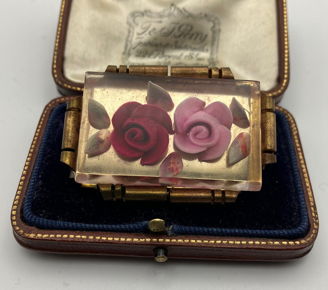 Beautiful 1920s Antique French Depose Reverse Carved Lucite Brooch With ...