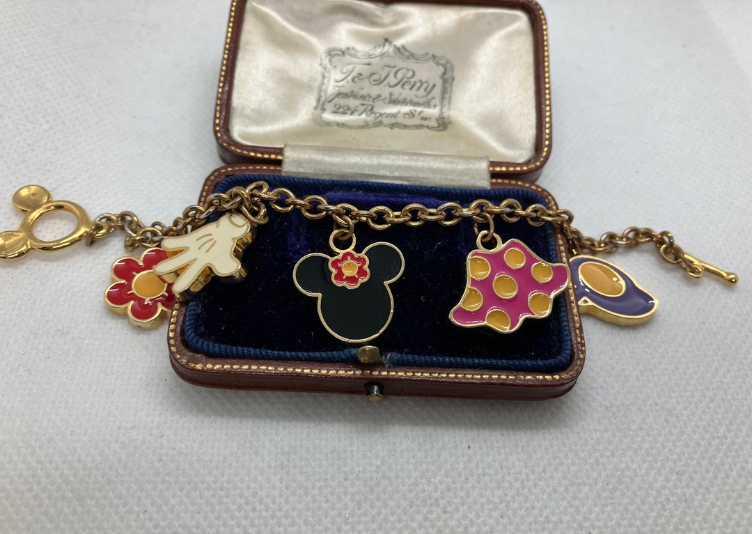 Lovely 1980s Vintage Disney Mickey and Minnie Mouse Charm Bracelet ...