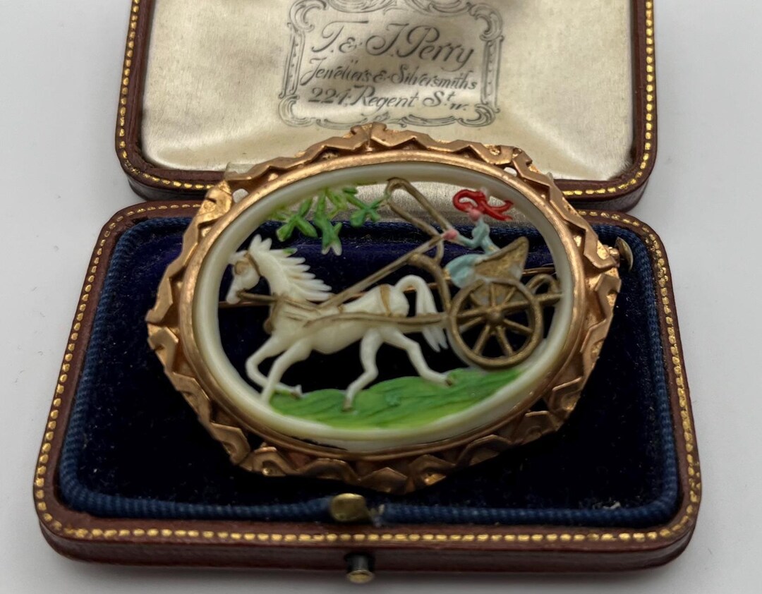 Beautiful 1930s French Depose Celluloid Brooch - Woman With Horse and ...