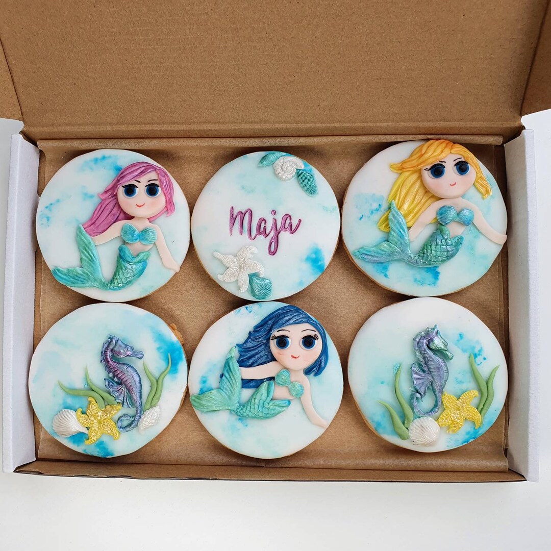 Under the Sea Mermaid Fondant Biscuits Personalised Letterbox Gift - Etsy