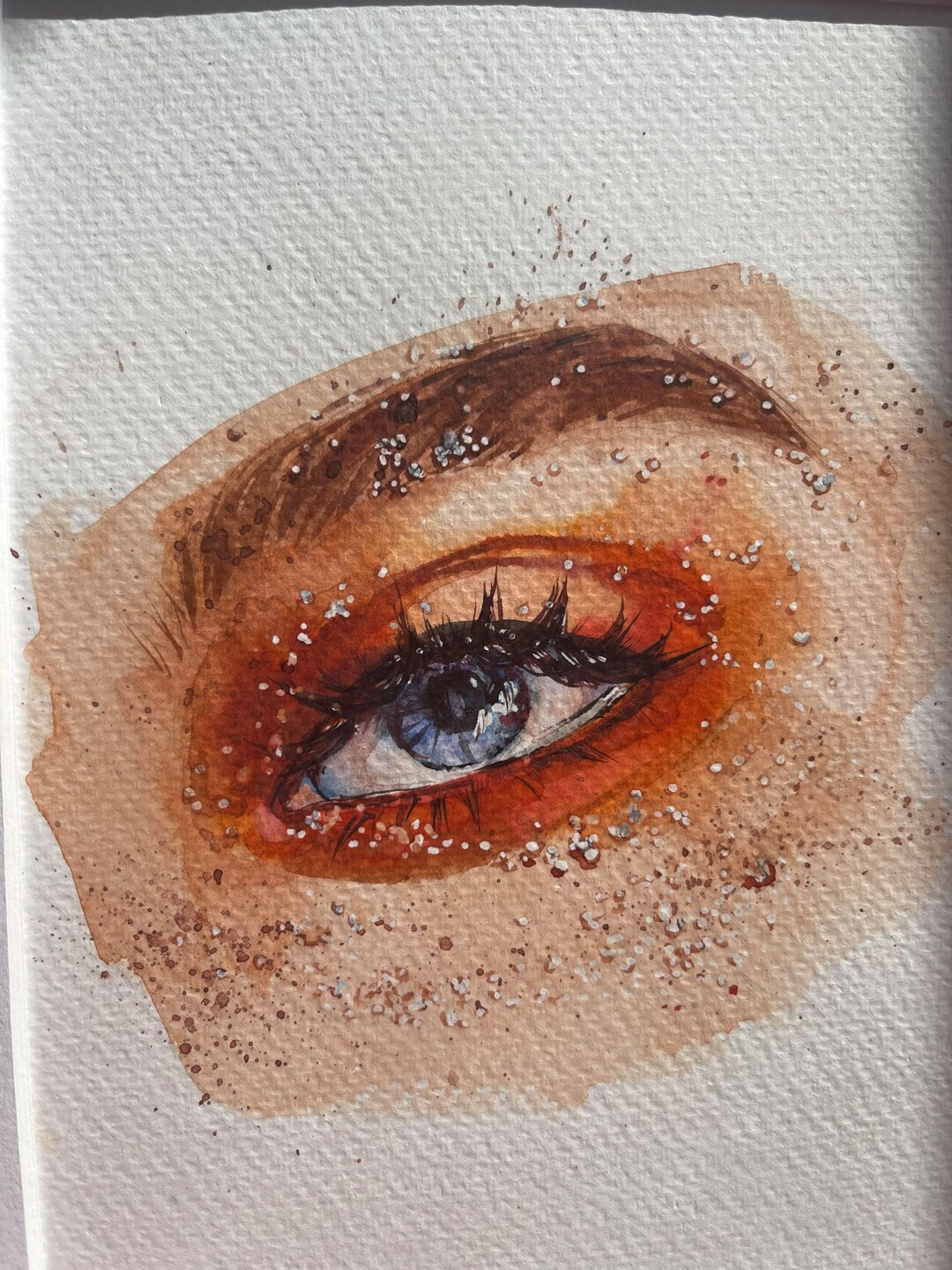 Original Watercolor Eye Painting: Glam Fashion Sketch, Modern Wall Art ...