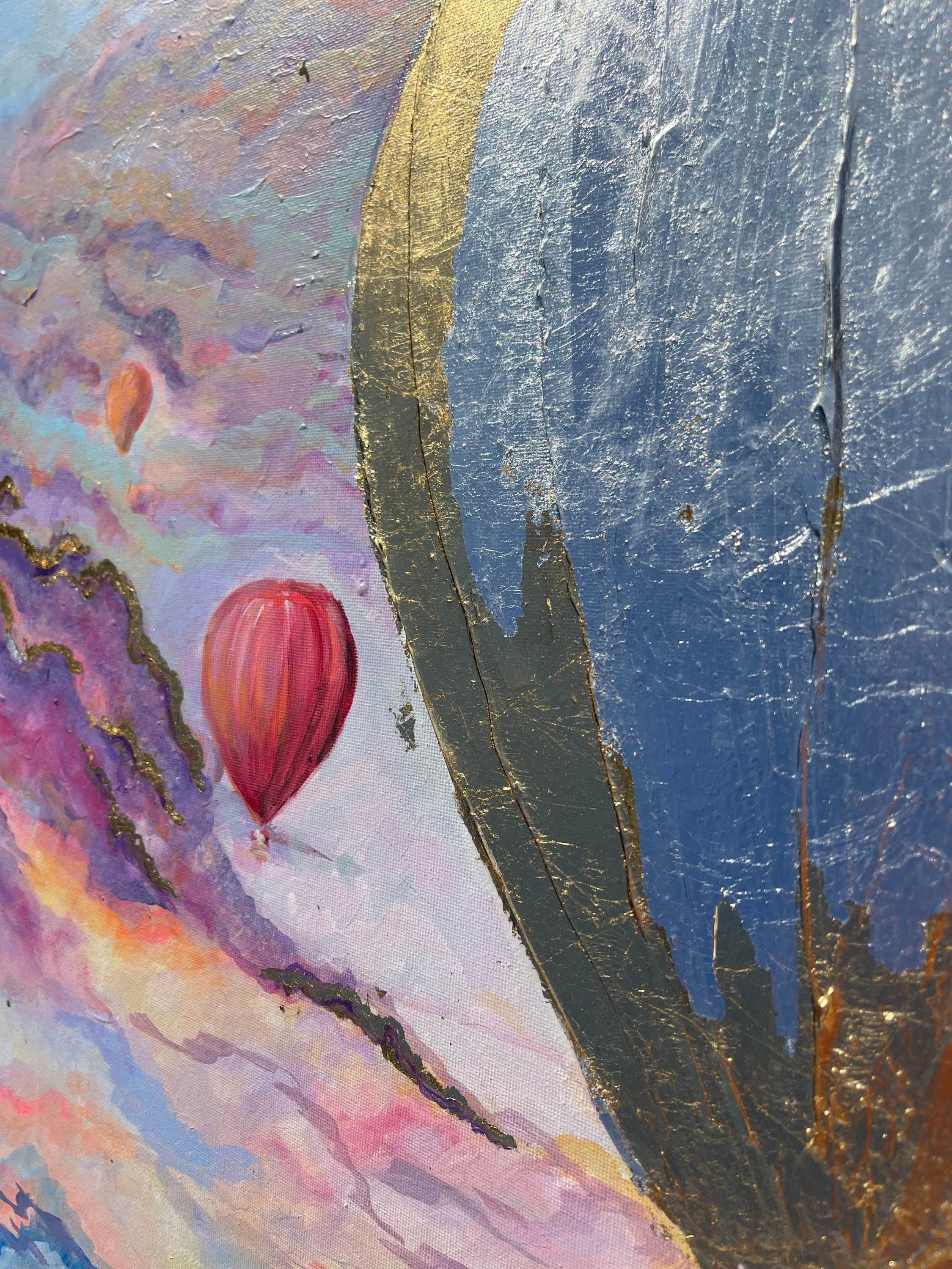 Round Large Acrylic Painting Balloons Pink Sky - Etsy