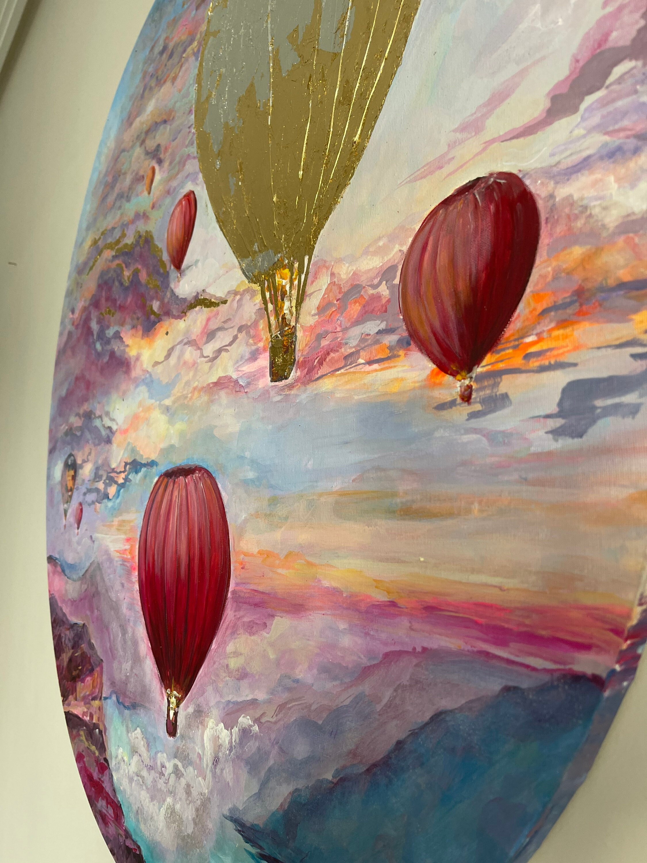 Round Large Acrylic Painting Balloons Pink Sky - Etsy