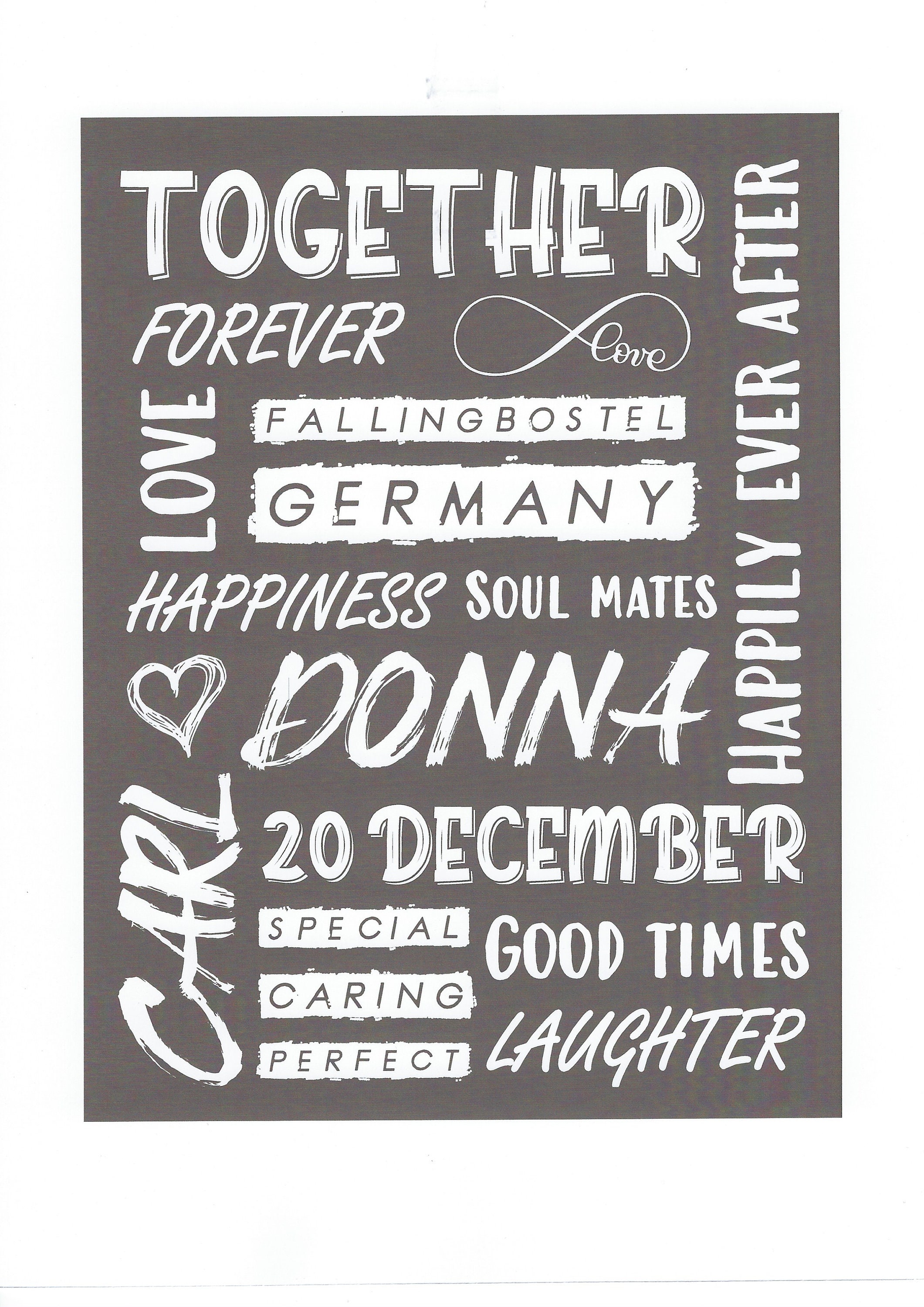 Personalised Couples Word Art Prints Custom Handmade Word - Etsy