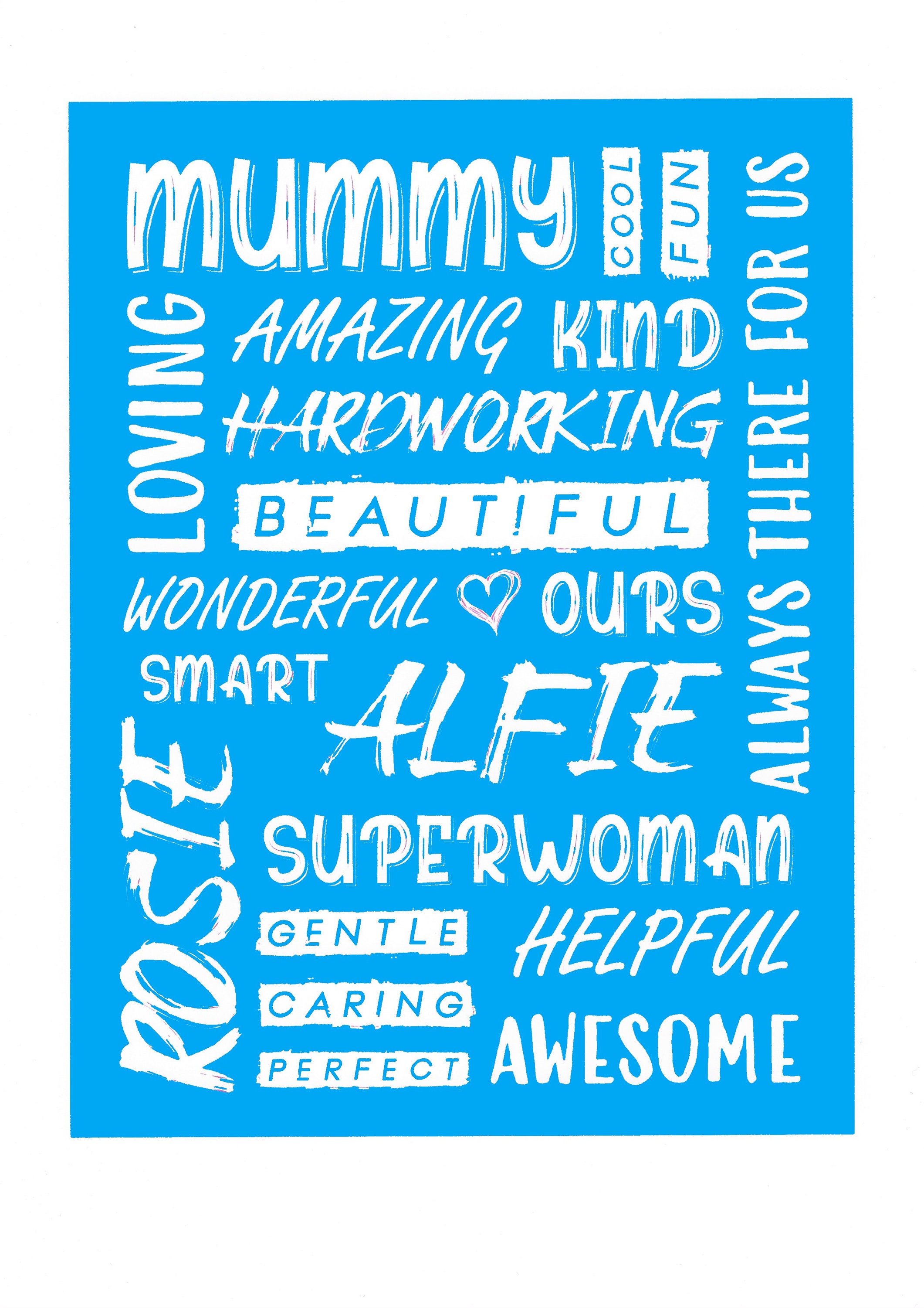 Personalised Mum/Mummy Word Art Prints Custom Handmade Word Prints ...