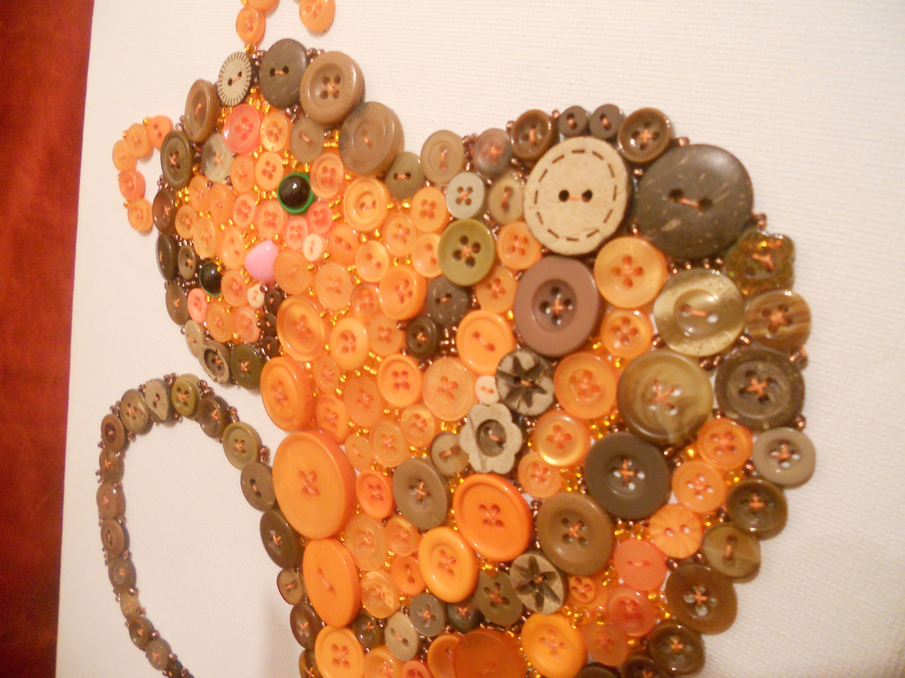 Handmade Cat Button Canvas - Etsy