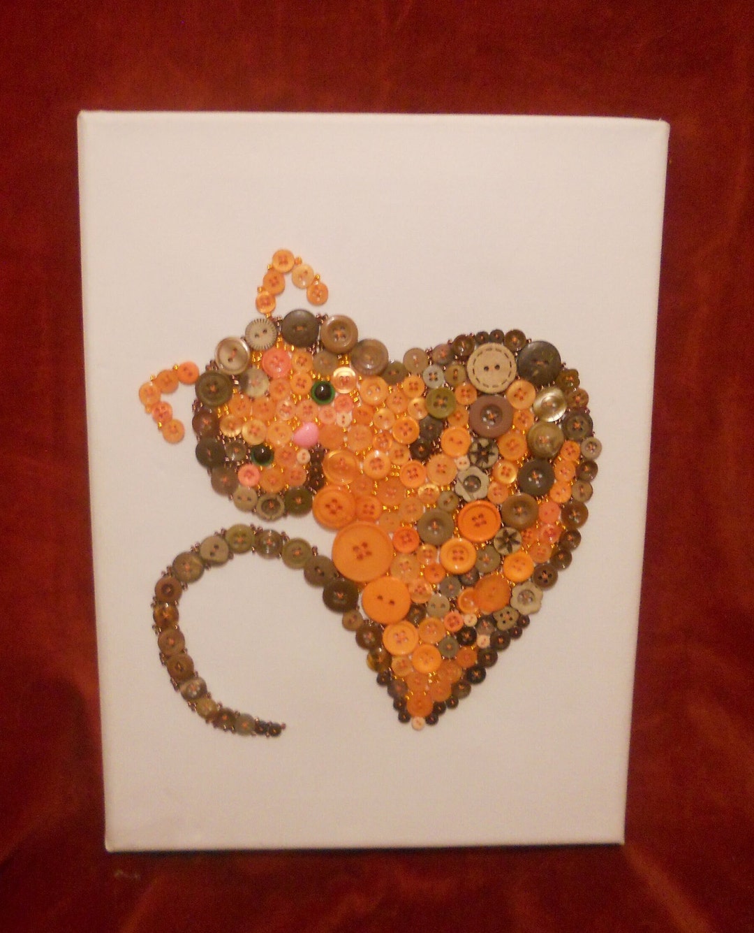 Handmade Cat Button Canvas - Etsy