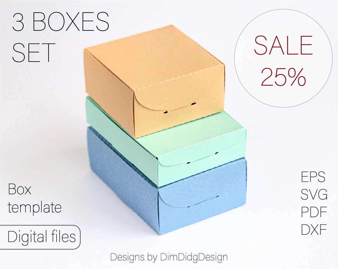 Gift Box SVG SET of 3 Jewelry Box Svg Box Template Svg Cricut Box Svg ...