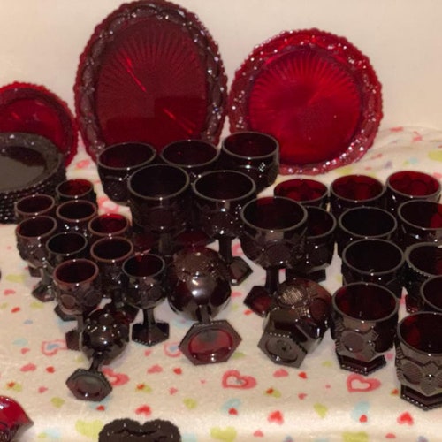 Avon Ruby Red Cape Cod Wine or Cordial Glasses/goblet Set of - Etsy