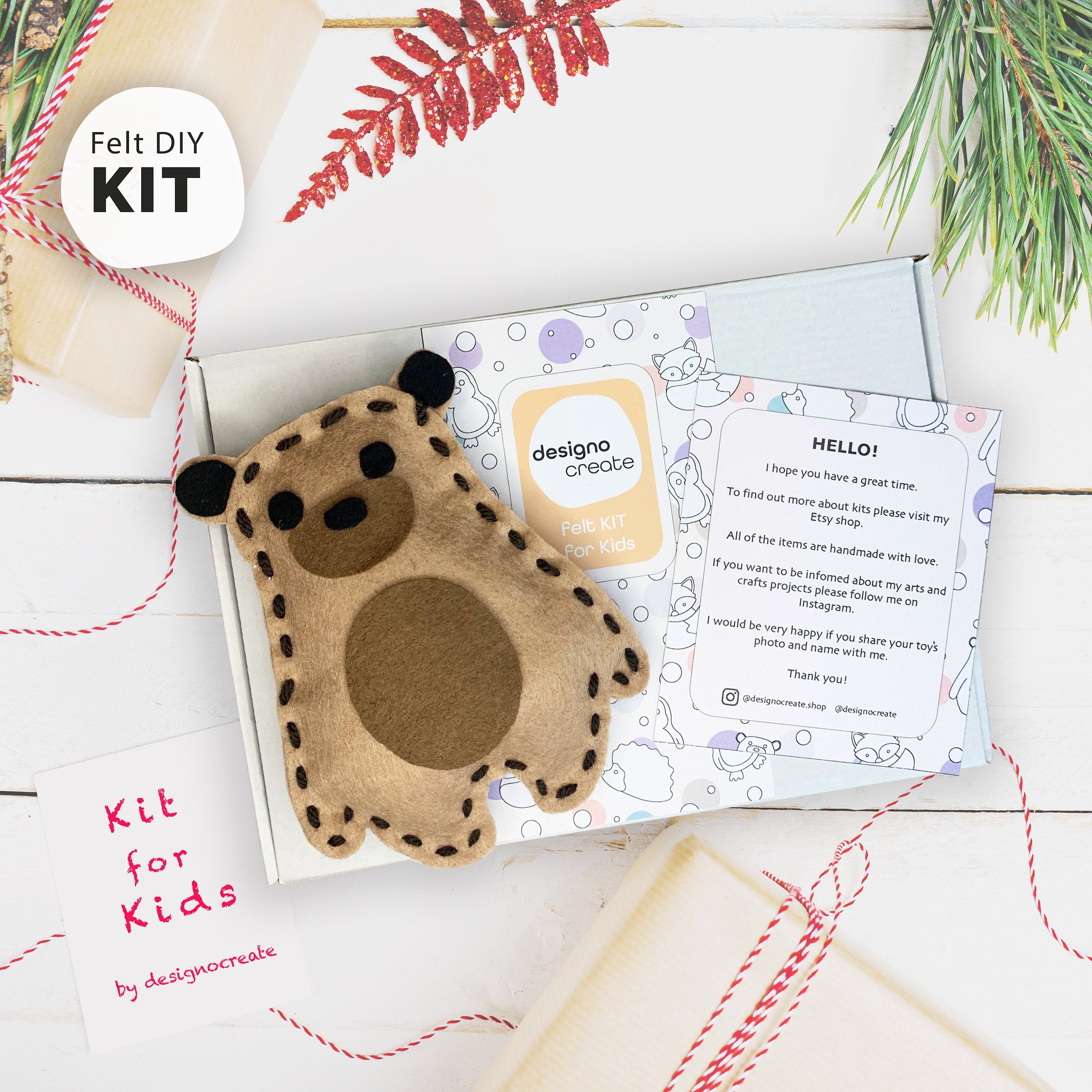 Felt Teddy Bear Sewing Kit for Kids - Etsy