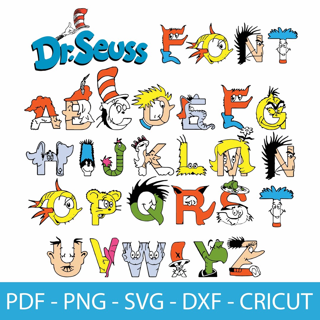 Dr Seuss Alphabet Font Dr Seuss Svgreading - Etsy
