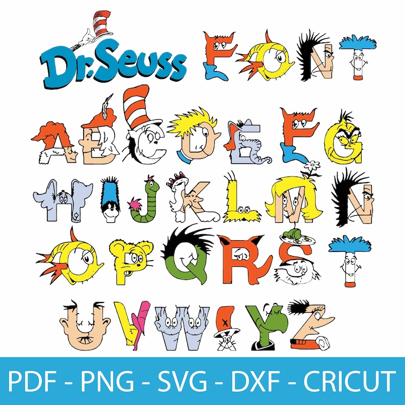 Dr Seuss Alphabet Font Dr Seuss Svgreading - Etsy
