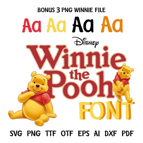 Winnie the Pooh FONT SVG Alphabet Svg Dxf Cutting Files for - Etsy Canada