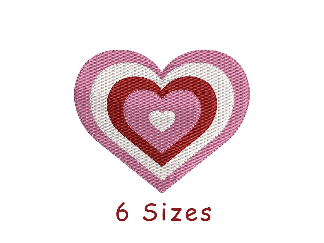 Multi Color Heart Machine Embroidery Design File 6 Size, Rainbow Heart ...