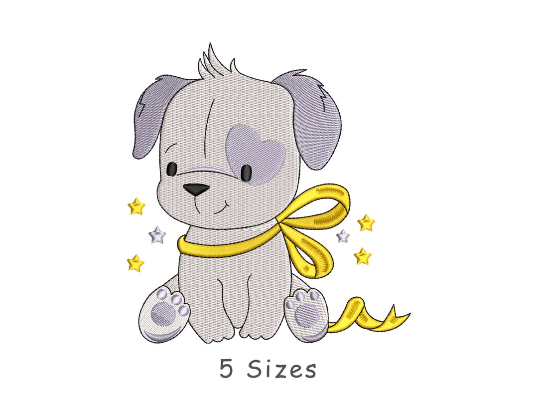 Cute Dog Machine Embroidery Design File 5 Sizes, Puppy Machine ...
