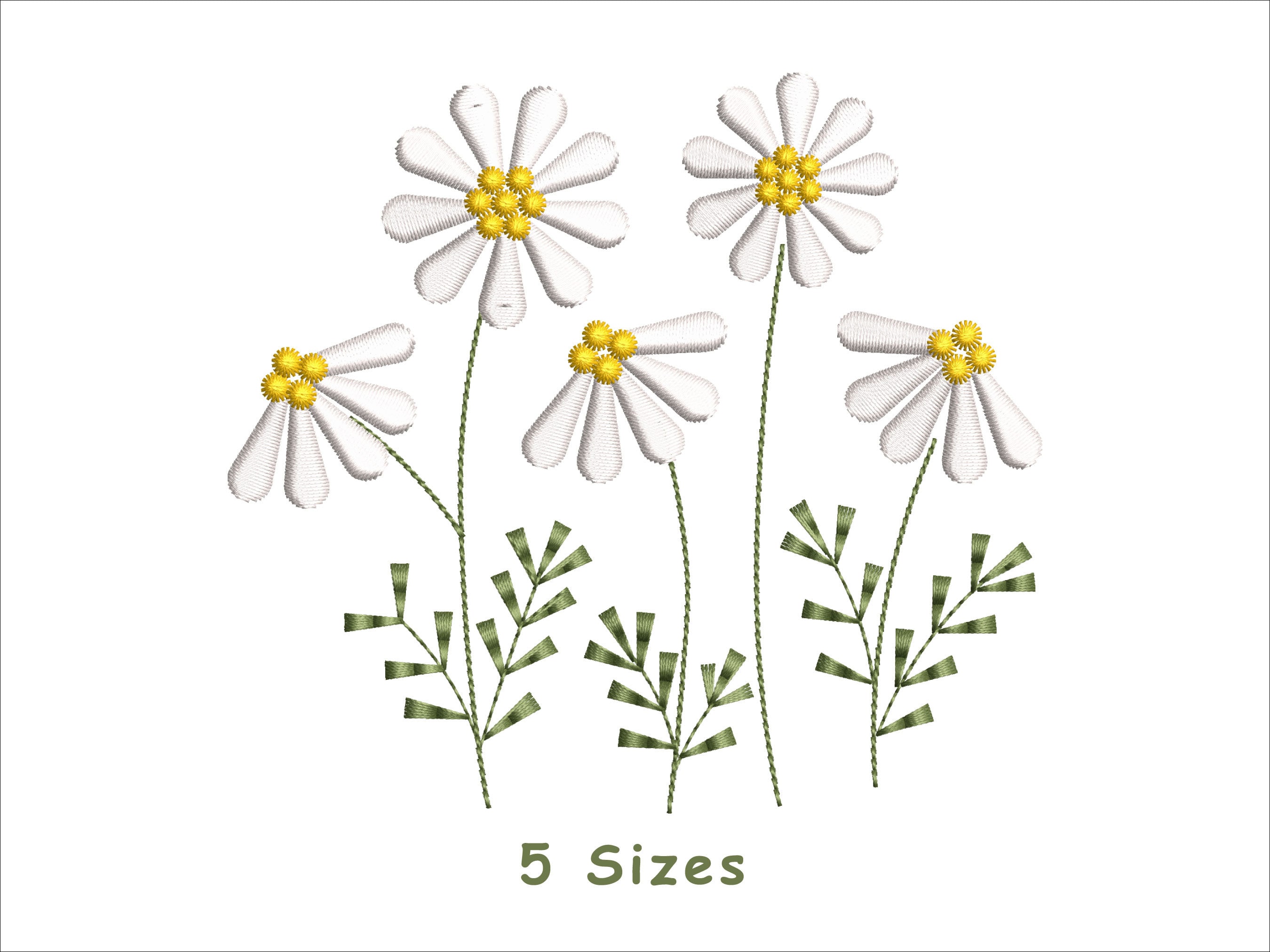 Daisy Flowers Embroidery Design 5 Sizes, Wildflowers Embroidery, Plants ...