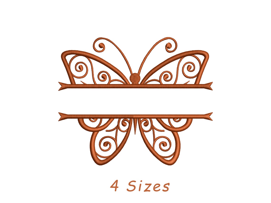 Split Butterfly Machine Embroidery Design File 4 Size, Split Name ...