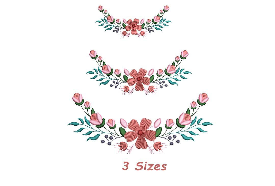 Floral Flower Embroidery Border Lace Machine Embroidery Design File 3 ...