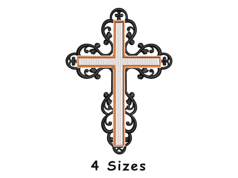 Fancy Cross Machine Embroidery Design 4 Sizes, Christian Cross ...
