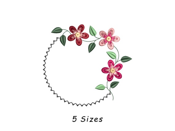 Floral Flowers Frame Machine Embroidery Design File 4 Size | Etsy