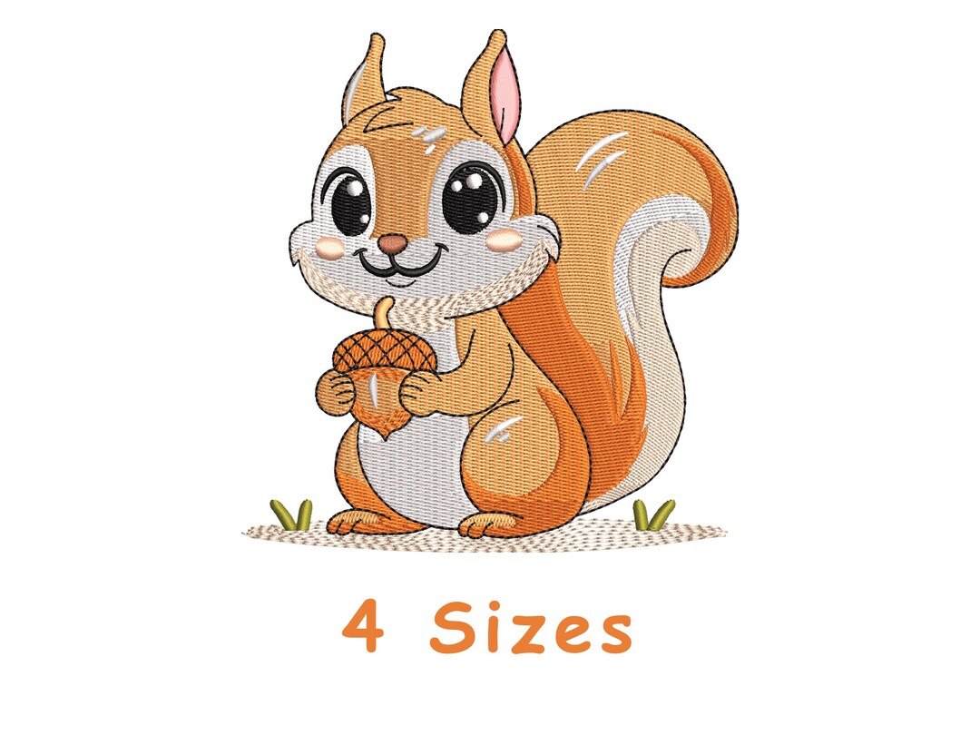 Cute Squirrel Embroidery Design 4 Sizes - Woodland Wild Animal Machine ...