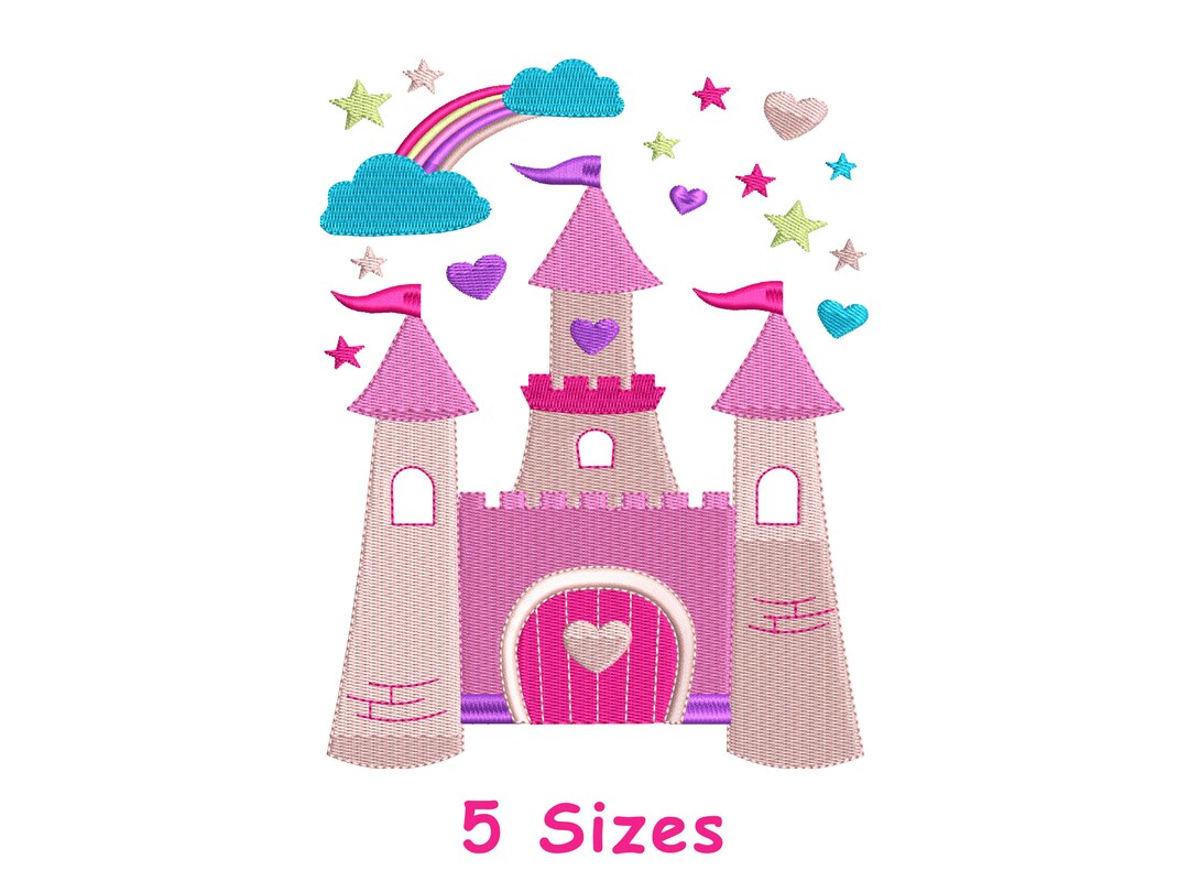 Princess Castle Machine Embroidery Design 5 Sizes, Princess Embroidery ...