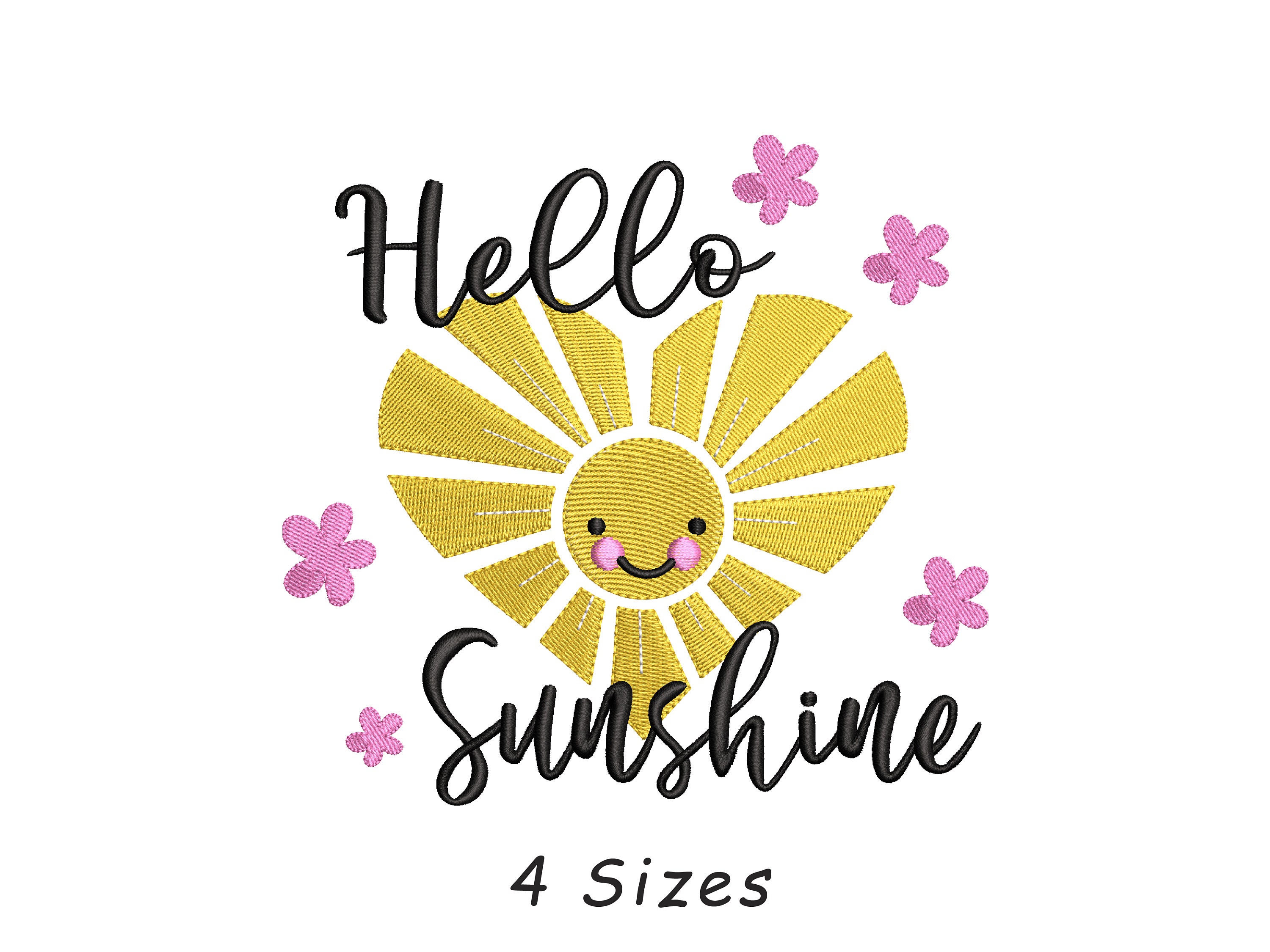 Hello Sunshine Machine Embroidery Design 4 Sizes Summer - Etsy