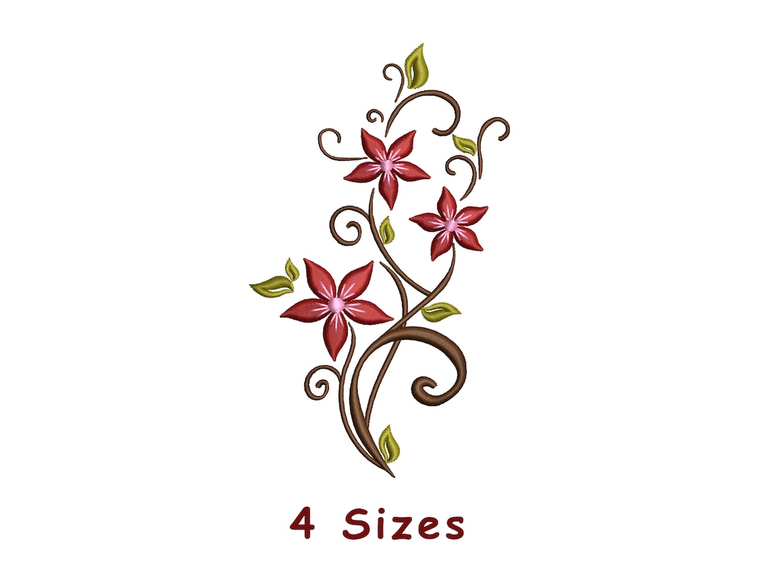 Floral Flower Bunch Machine Embroidery Design File 4 Sizes, Floral ...