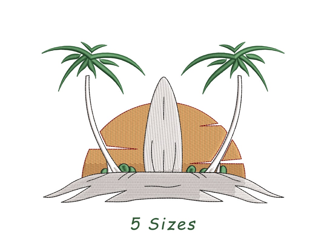 Palm Tree Machine Embroidery Design 5 Sizes, Summer Beach Embroidery ...