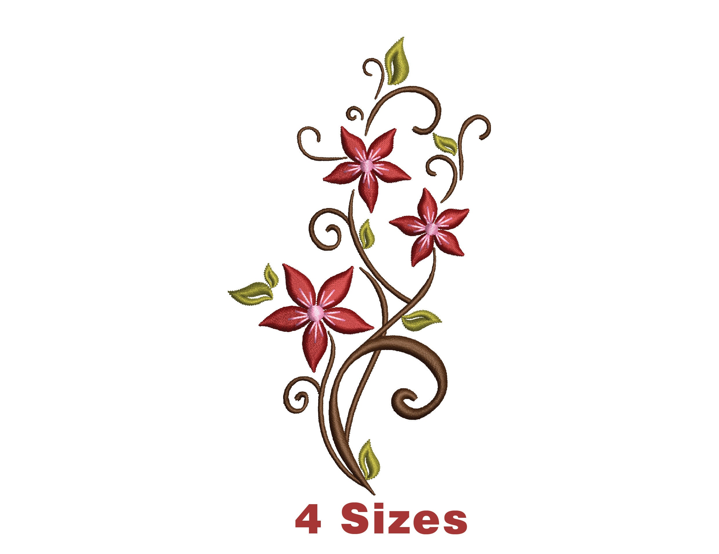 Floral Flower Bail Motif Machine Embroidery Design FIle 4 | Etsy