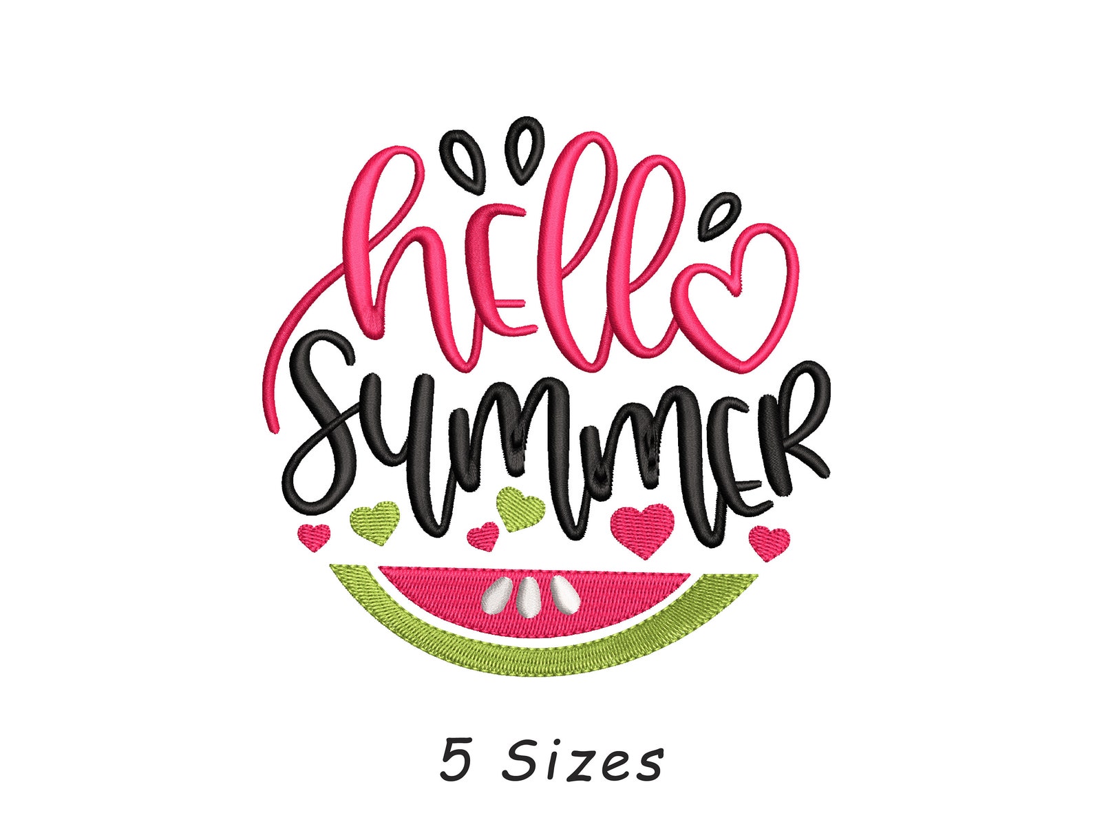 Hello Summer Machine Embroidery Design 5 Sizes Summer - Etsy