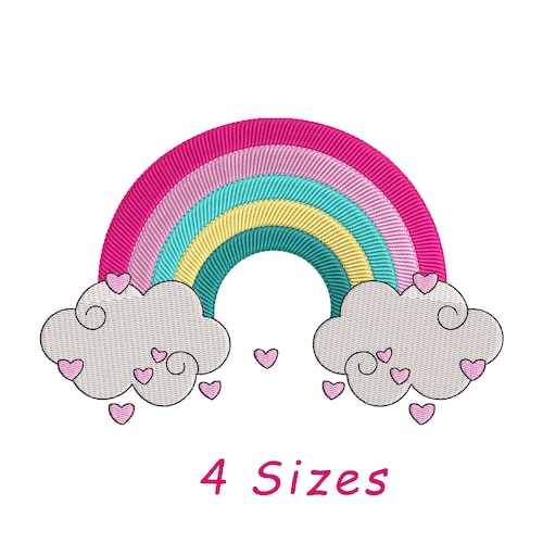 Rainbow With Flower Embroidery Design Machine Embroidery - Etsy