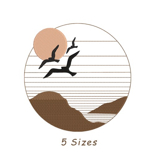 Boho Sunset Mountain Hoop Machine Embroidery Design File 4 - Etsy