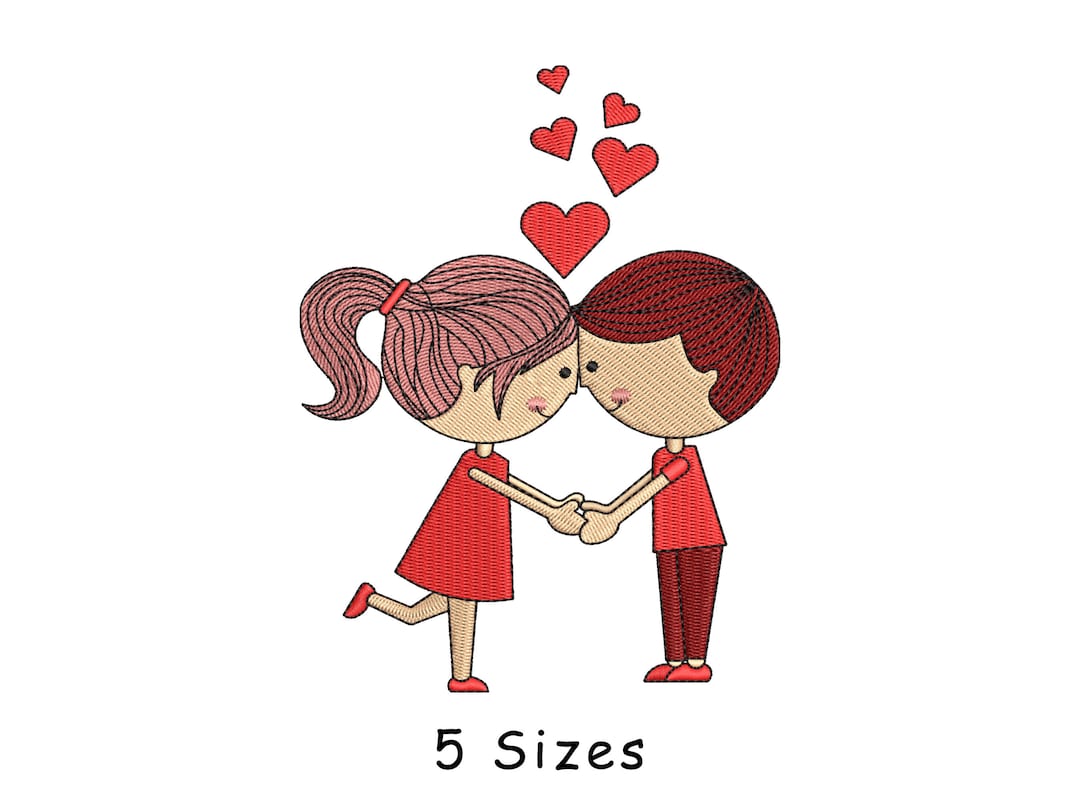 Cute Couple Machinembroidery Design 5 Sizes, Love Embroidery Design ...