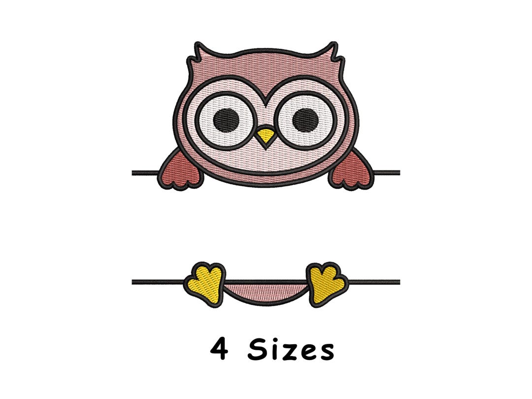 Cute Split Owl Machine Embroidery Design 4 Sizes- Owl Embroidery Files ...