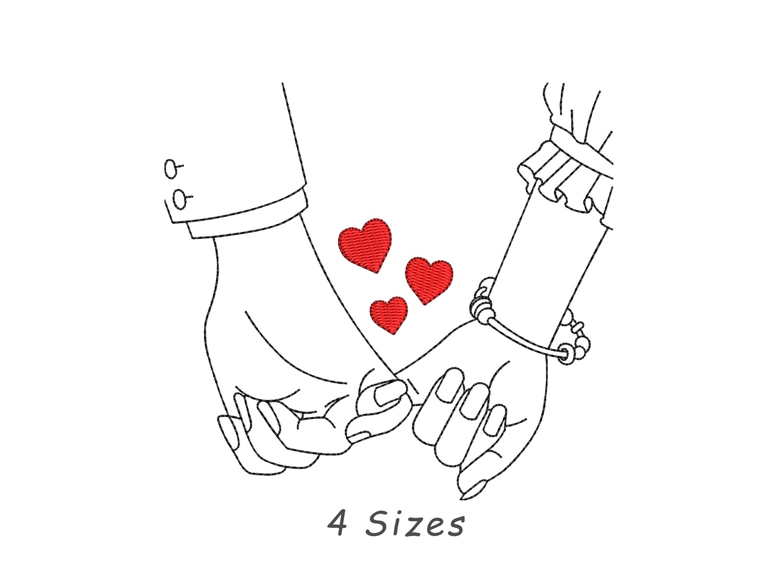 Couple Holding Hands Line Art Machine Embroidery Design File 4 - Etsy
