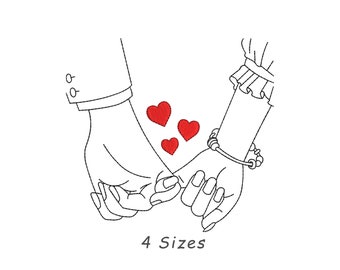 Couple Holding Hands Line Art Machine Embroidery Design File 4 - Etsy