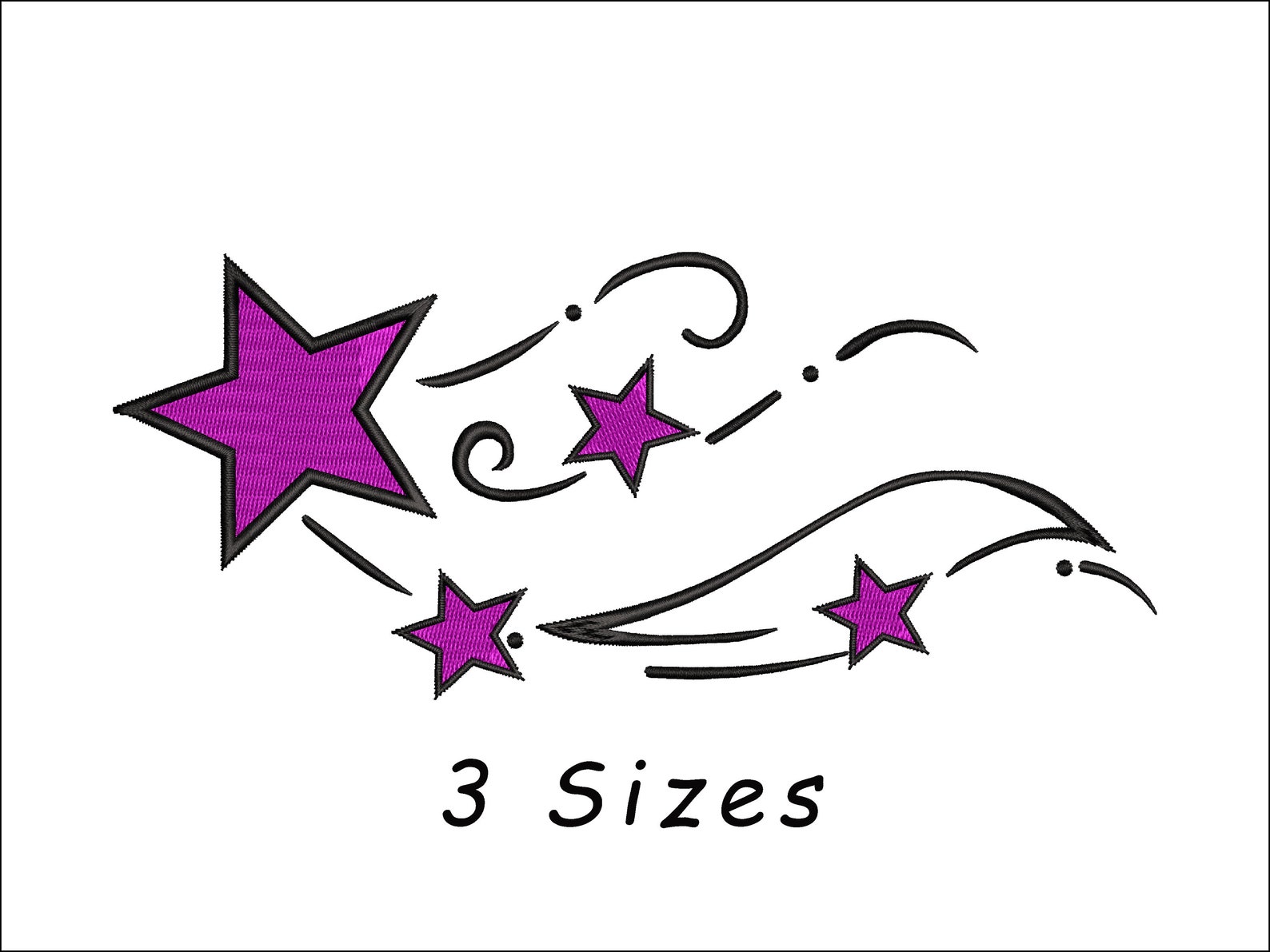 Shooting Stars Machine Embroidery Design File 3 Sizes, Mini Stars ...