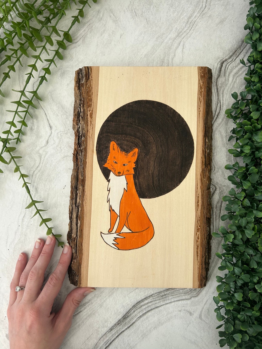 Wooden Fox Wall Decor, Cute Fox and Moon Art, Nursery Decor, Kid Animal ...