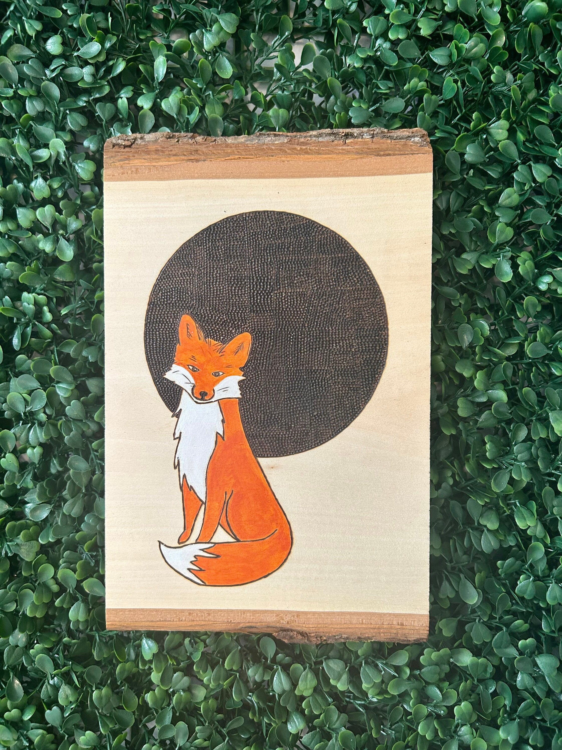 Wooden Fox Wall Decor Cute Fox and Moon Art Nursery Decor - Etsy