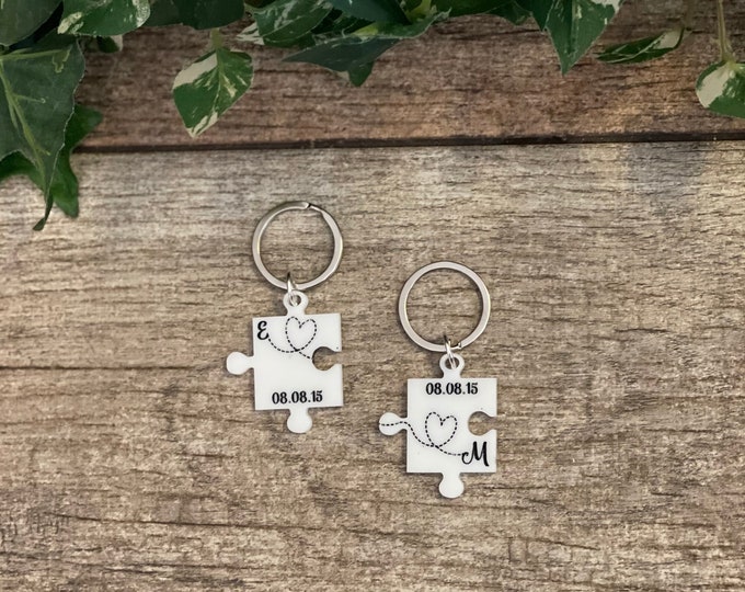 Puzzle Piece Key Chain | Anniversary Gift | Couples Gift - Etsy