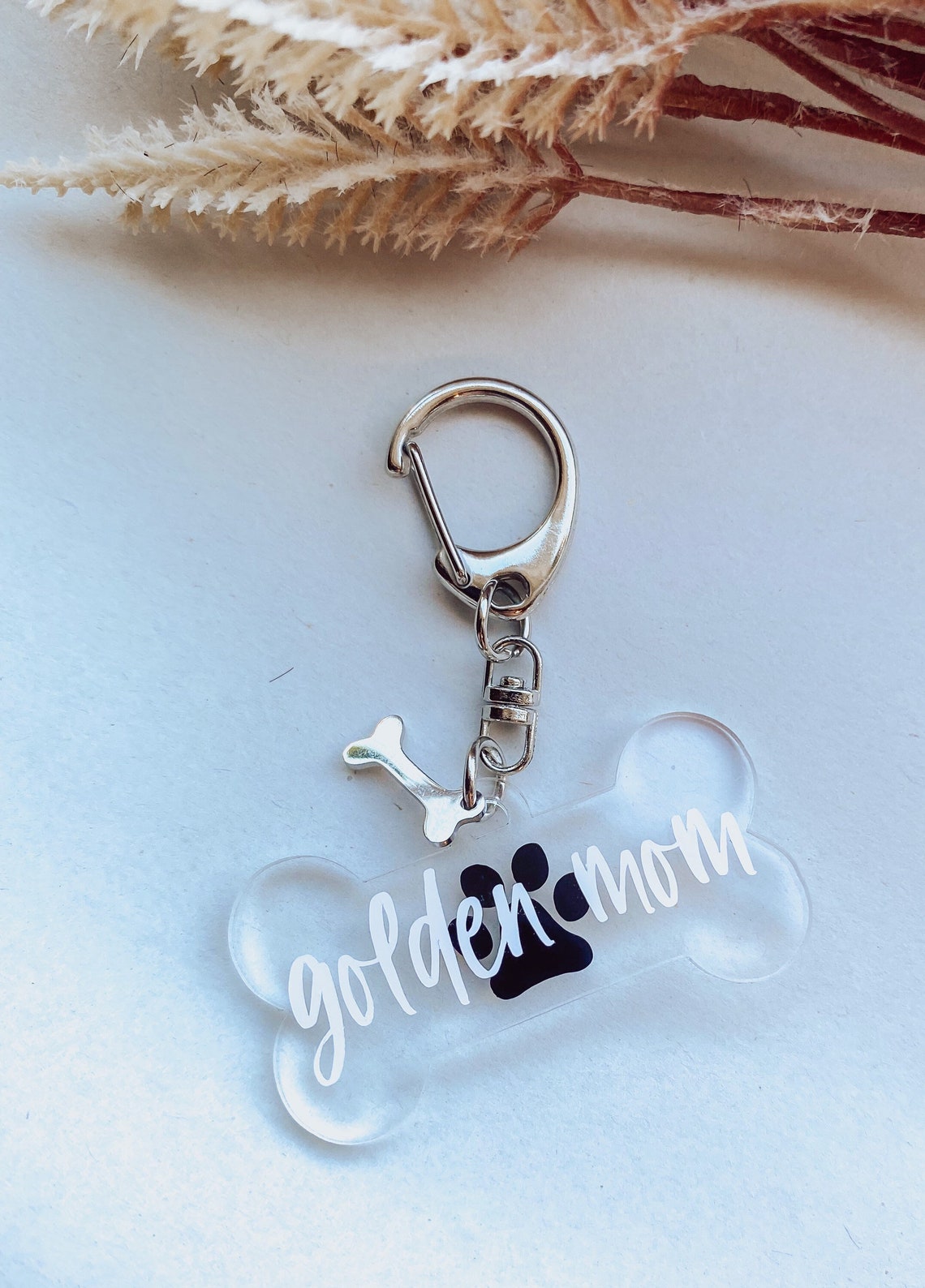 Personalized Acrylic Dog Bone Keychain DOG MOM Keychain - Etsy